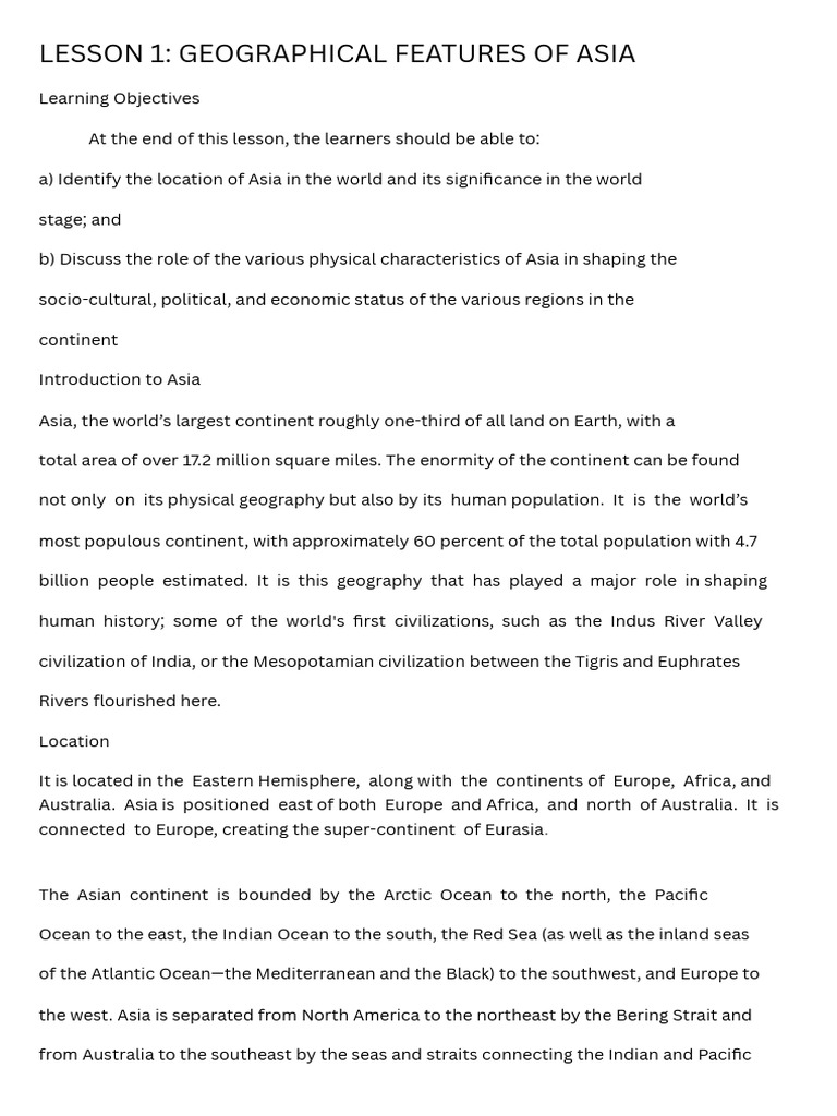 Geographical Features of Asia | PDF | Asia | Neolithic