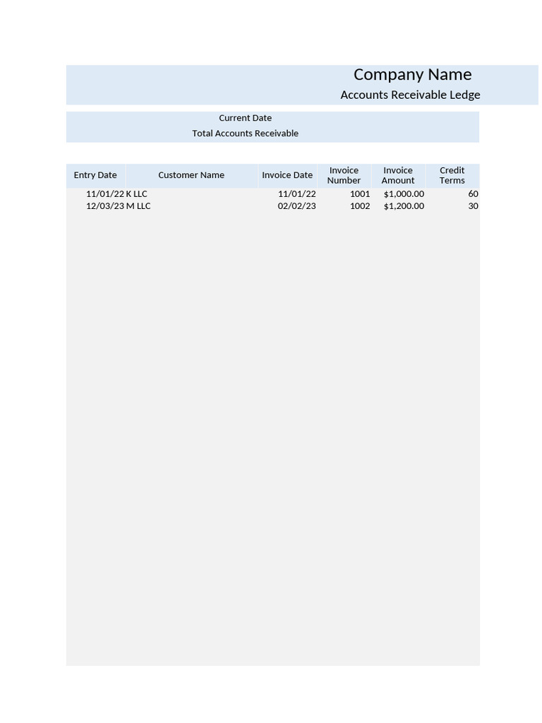 Accounts Receivable Ledger Template | PDF