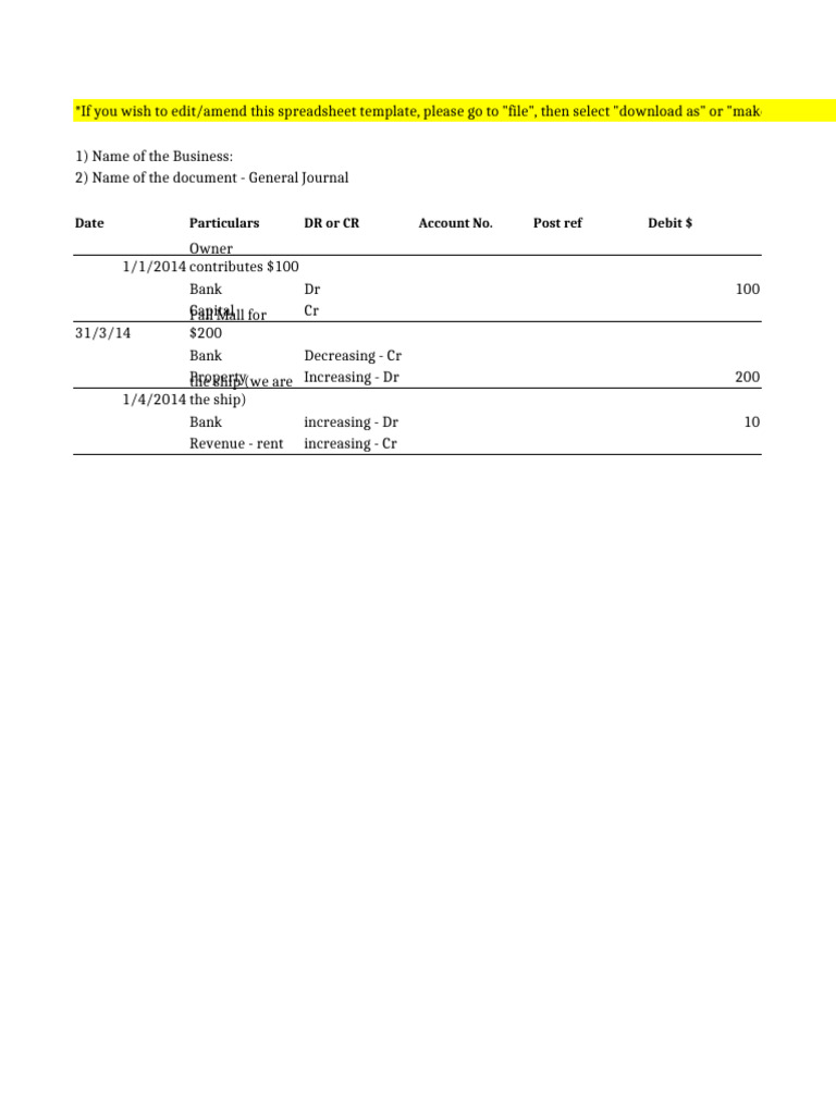General Journal, General Ledger and Trial Balance Template | PDF ...