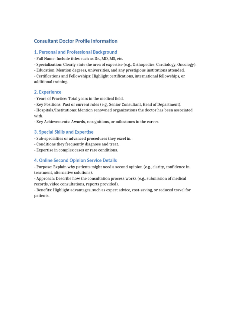 Consultant Doctor Profile | PDF
