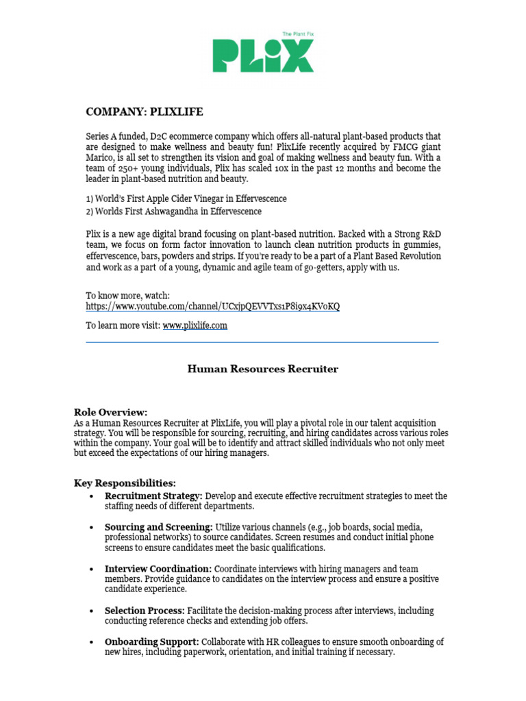 HR Recruiter - JD | PDF | Recruitment | Business