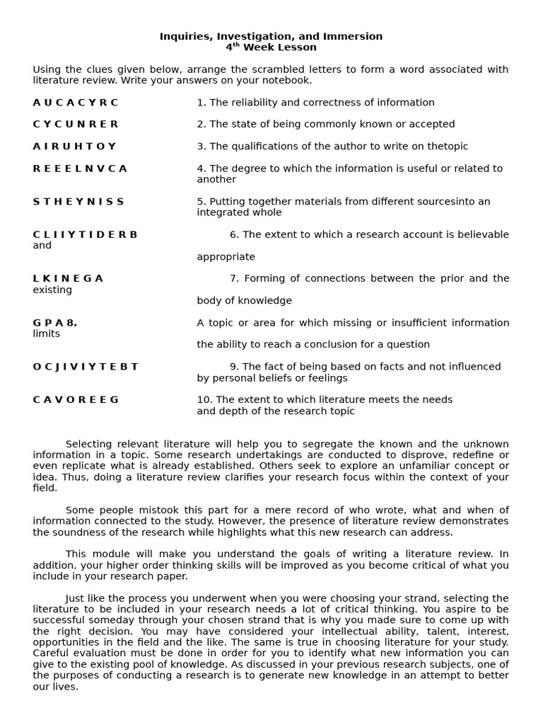 4th Week Activity | PDF | Knowledge | Information