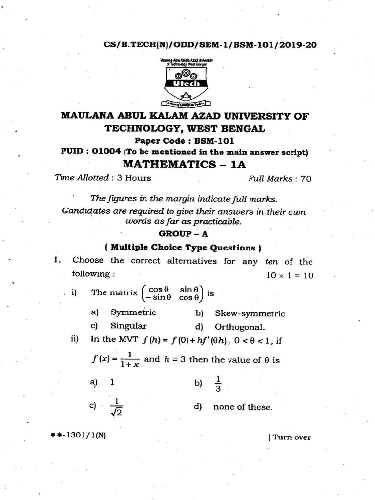 Mathematics-Ia (New) 2019 | PDF | Functions And Mappings | Mathematical ...