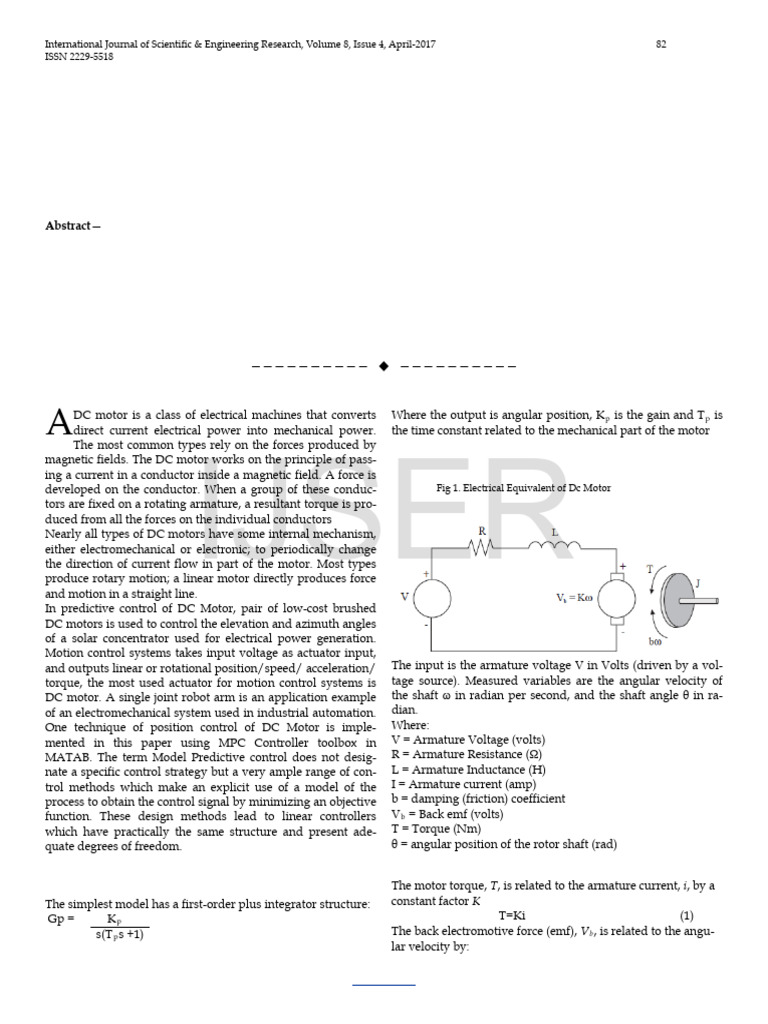 Model Predictive Control of Dc Motor Model in Matlab | PDF | Electric Motor | Torque