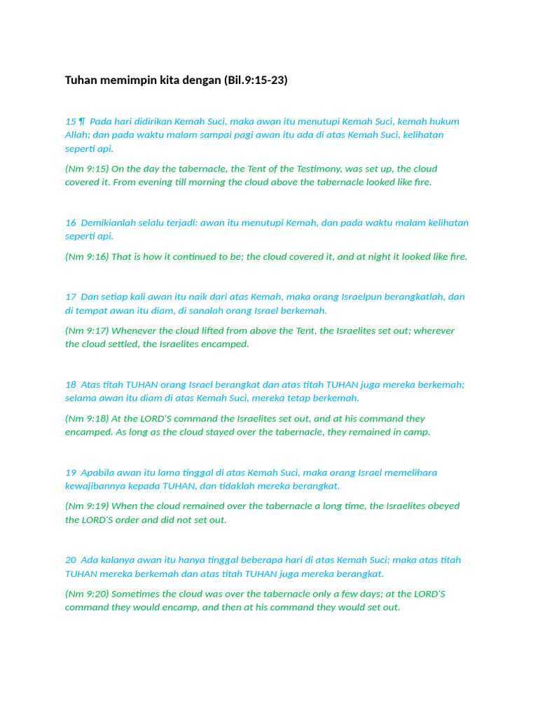 Tuhan memimpin kita dengan awan dan api | PDF