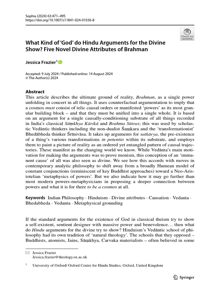 What Kind of ‘God’ do Hindu Arguments for the Divine | PDF | Causality | Metaphysics