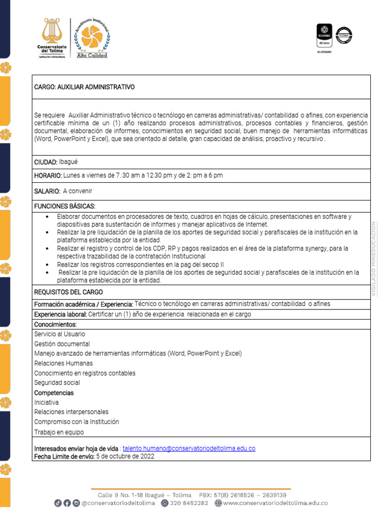 Auxiliar Administrativo | PDF