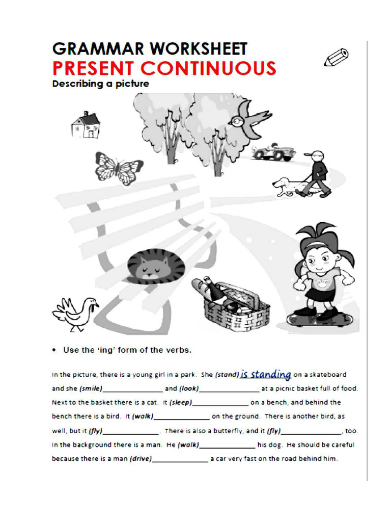 Present Continuous Worksheet | PDF