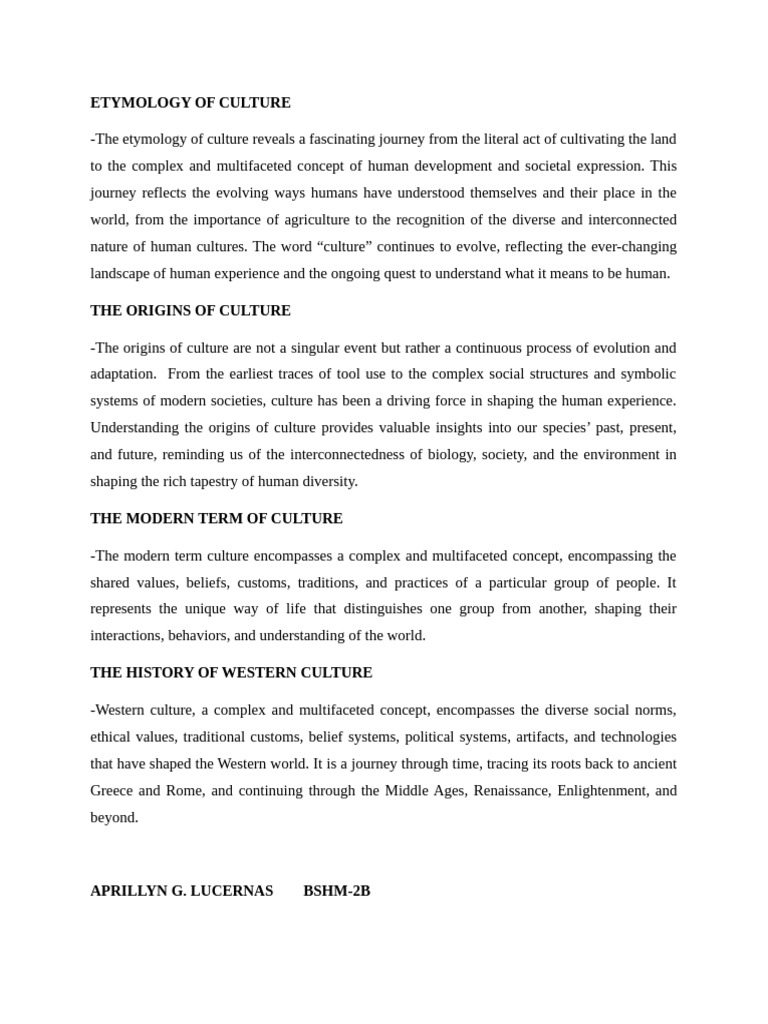 Etymology of Culture | PDF