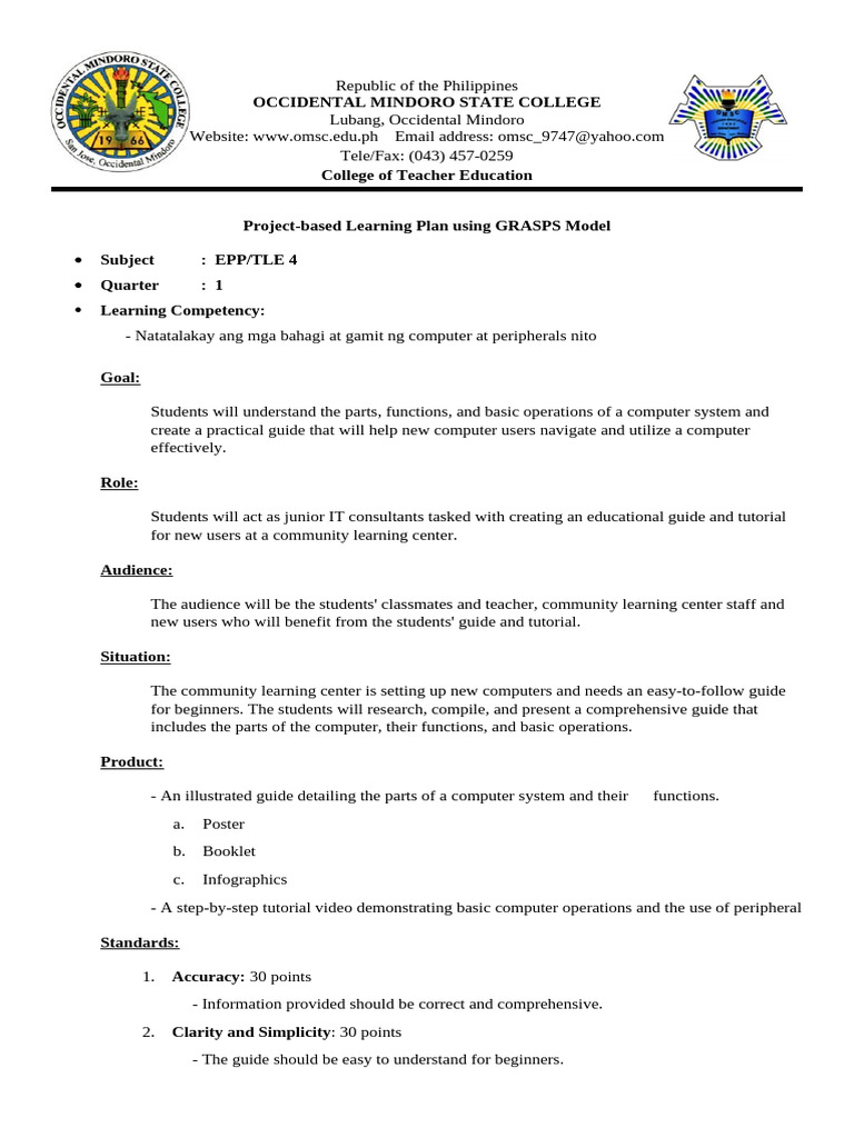 Project-based learning plan | PDF | Learning | Cognition