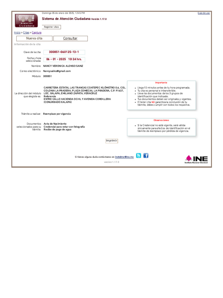 Guía para Registrar Citas INE | PDF