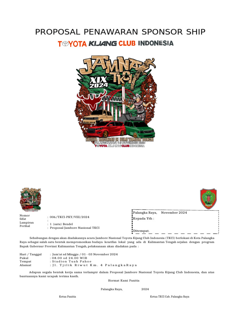 Proposal Jambore Nasional TKCI 2024 | PDF