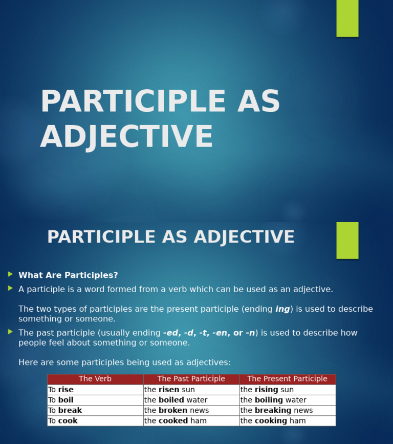 Participle As Adjective | PDF