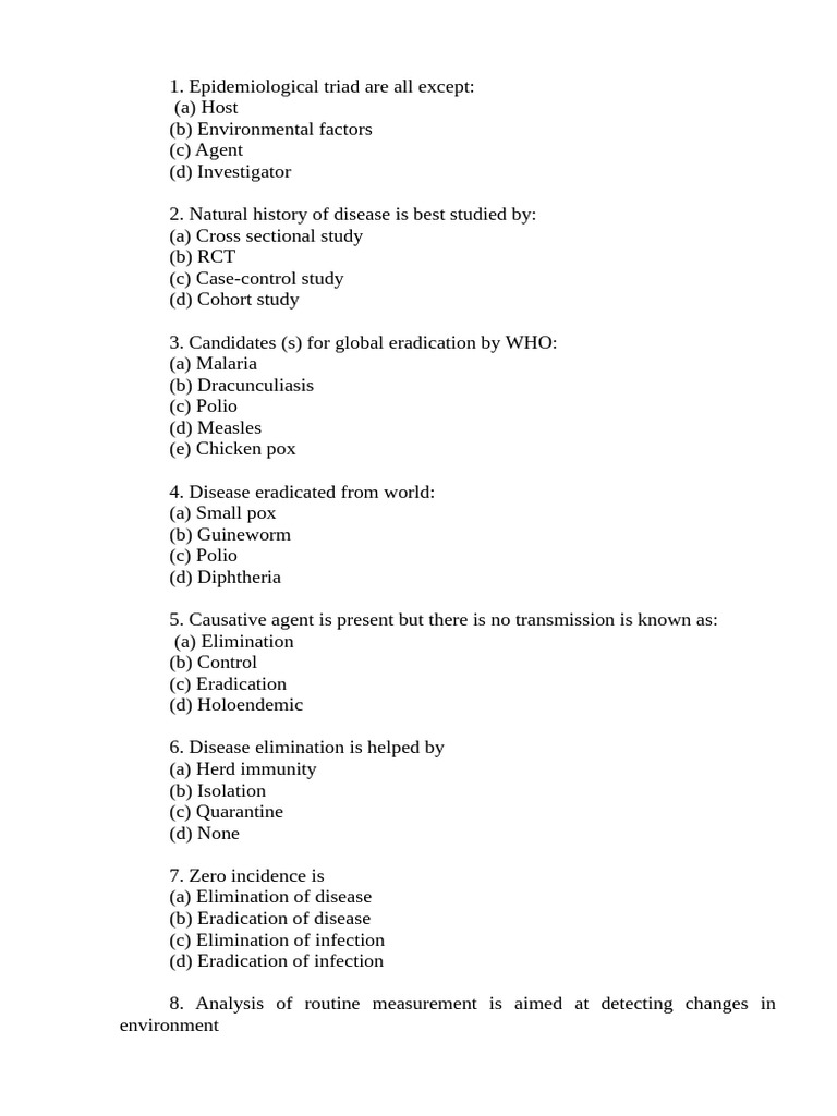 Epidemiology Study Questions and Answers | PDF | Epidemiology | Cohort ...
