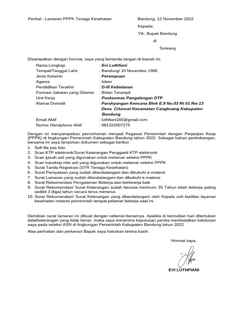 surat lamaran ttd | PDF