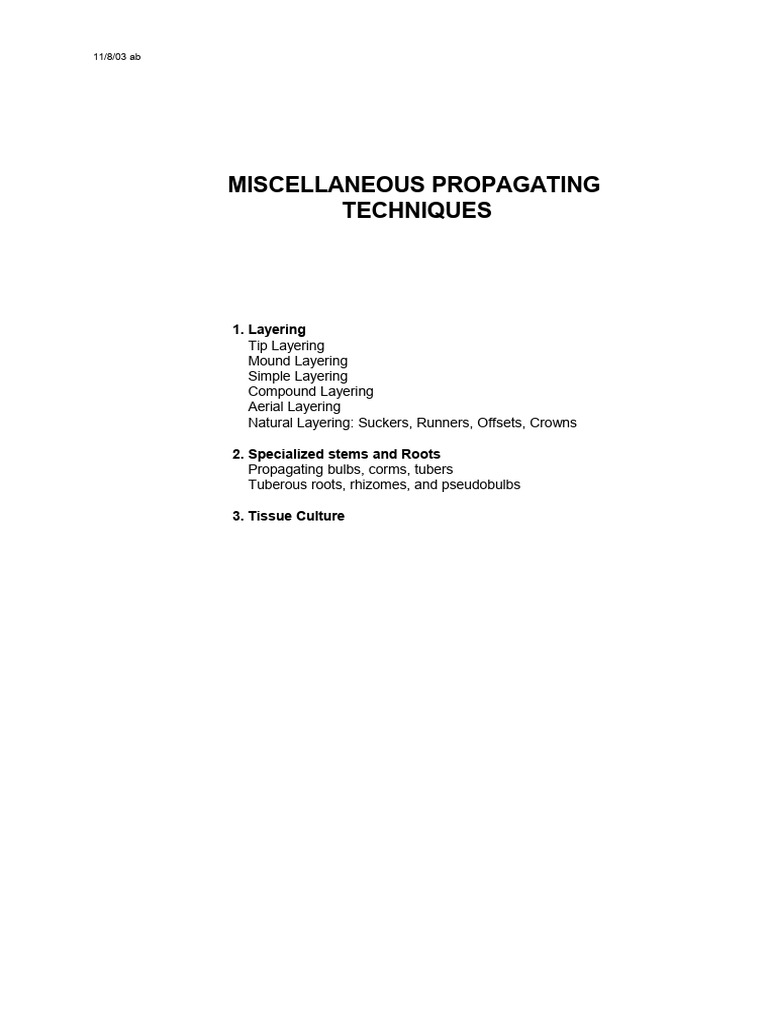 Miscellaneous Propagation Techniques | PDF | Bulb | Lilium