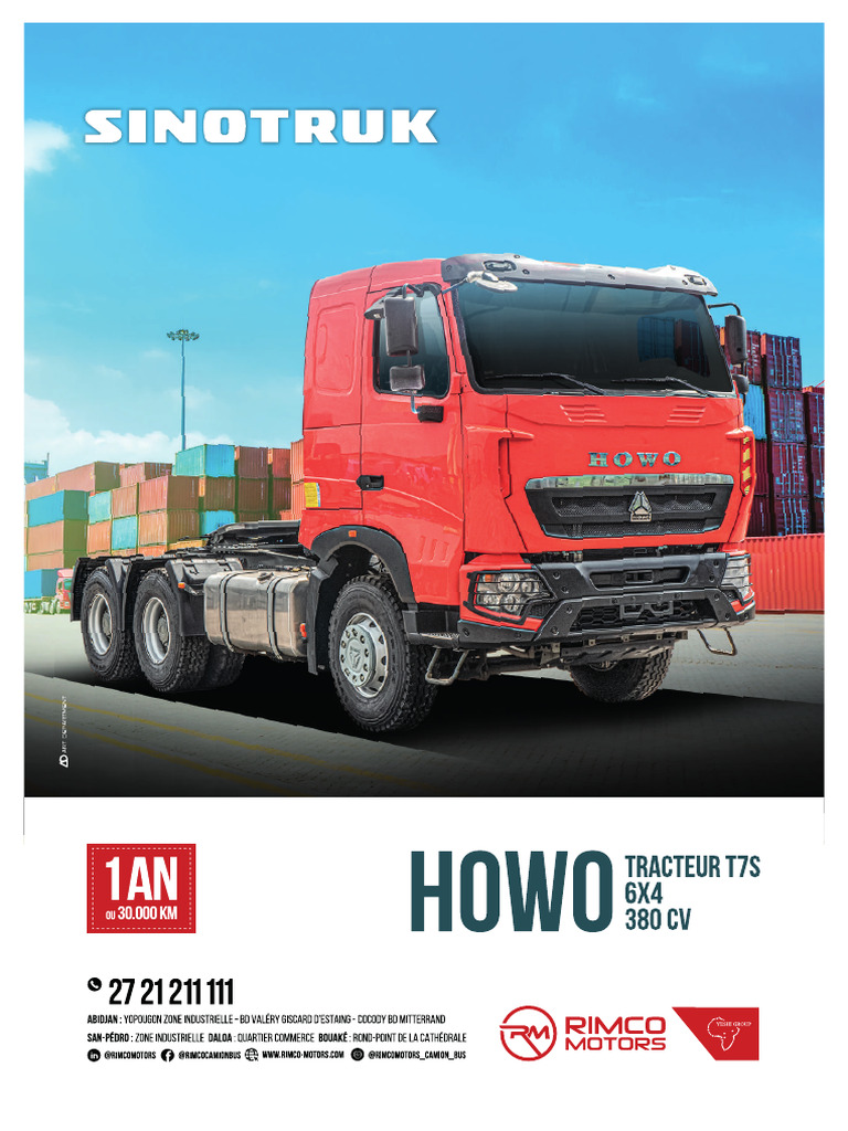 HOWO TRACTEUR T7S 6x4 380 CV | PDF