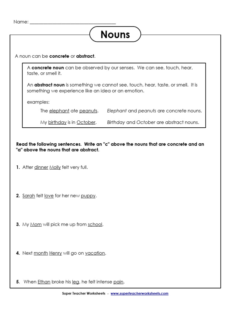 Concrete Abstract Noun Sentences VFRDF | PDF