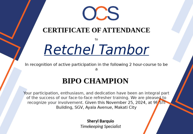 Ocs Certificate Template (Official-Iso) | PDF