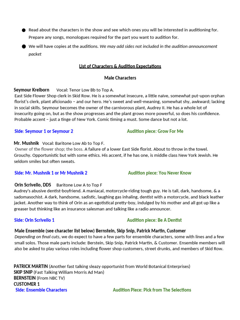 LSOH Audtion Sides | PDF