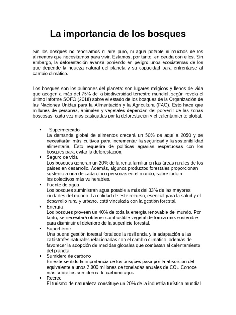 La Importancia de Los Bosques | PDF | Deforestación | Los bosques
