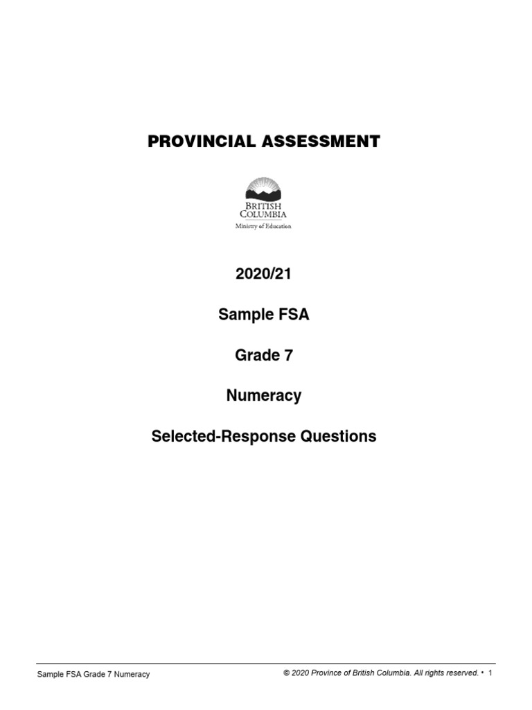 gr7 Fsa Sample Numeracy en | PDF