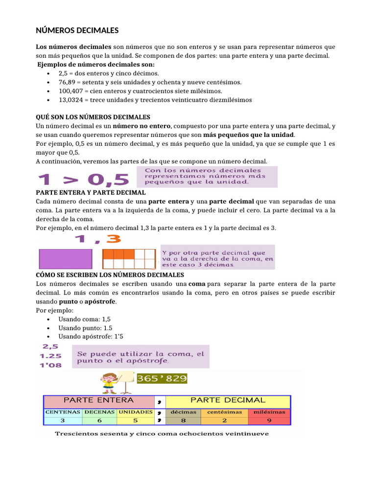Introducción a los Números Decimales | PDF | Aritmética