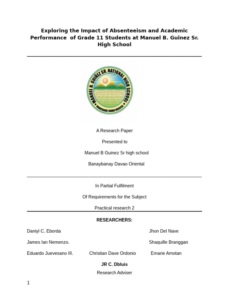 Absenteeism's Impact on Grade 11 Performance | PDF | Survey Methodology ...