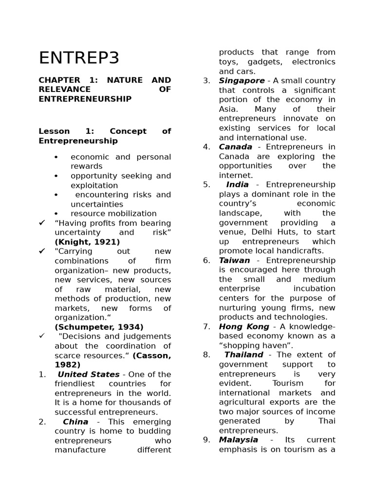 ENTREP REVIEWER A5 FORMAT | PDF | Entrepreneurship | Business