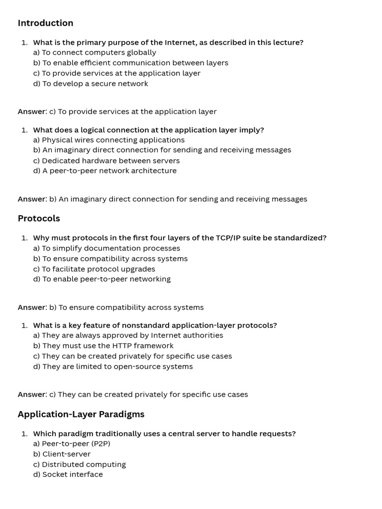 Computer Networks MCQ Lecture 05 | PDF | Client–Server Model | Network Socket
