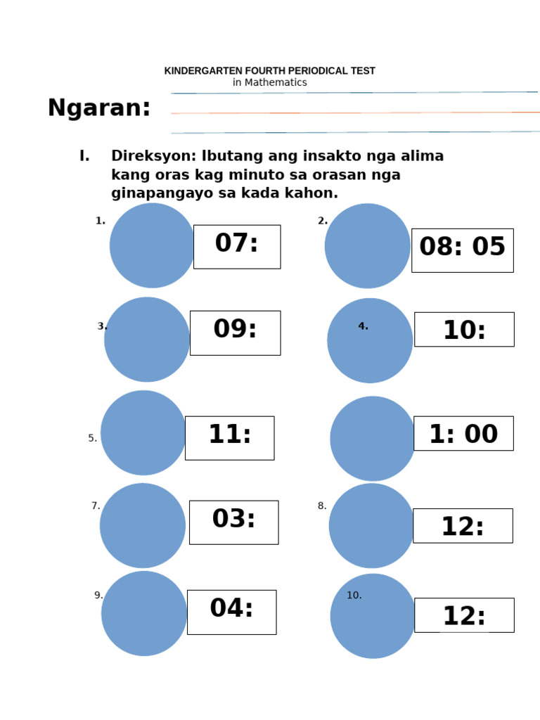 Quarter 4 Periodic Test in Mathematics For KInder | PDF