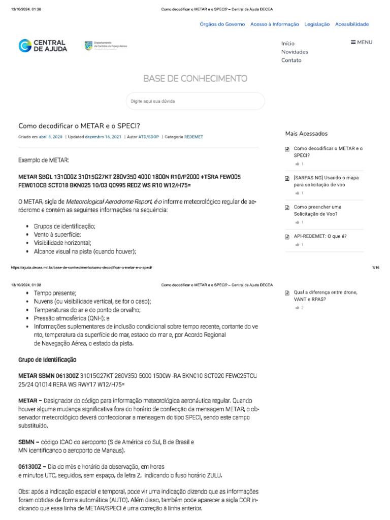 Códigos REDMET | PDF