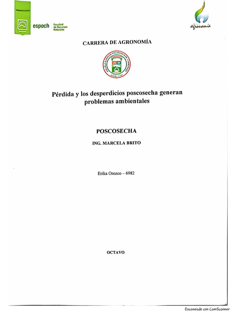 Perdidas y desperdicios ERIKA OROZCO POSCOSECHA | PDF