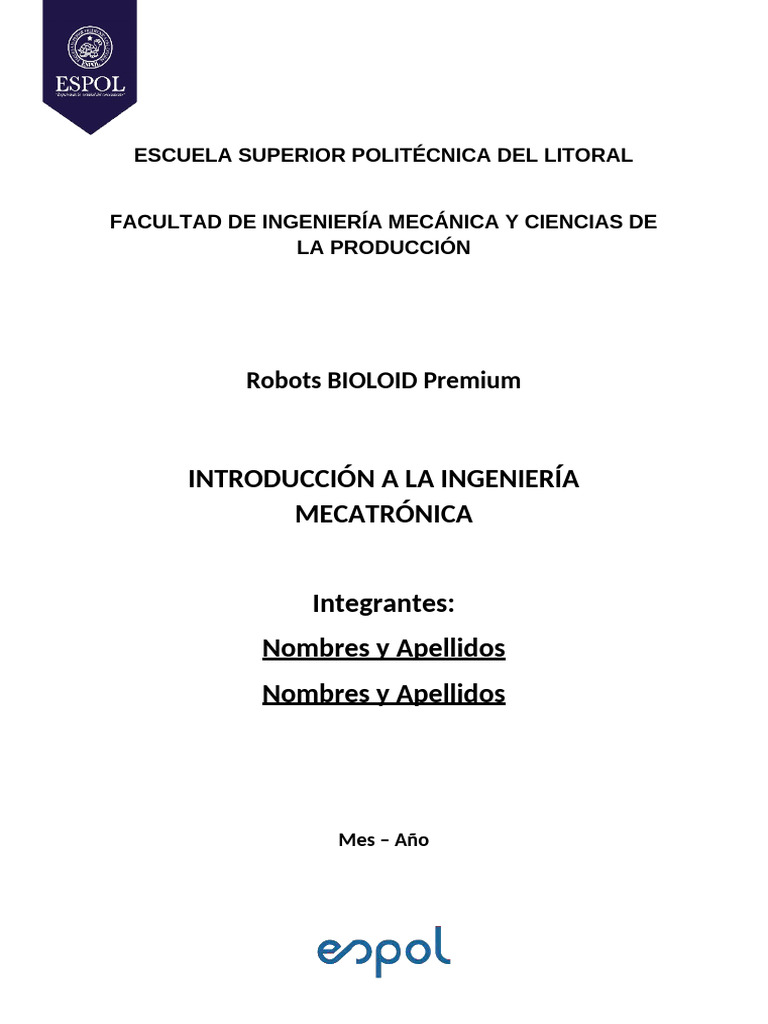 Formato de Reporte | PDF | Robot | Robótica