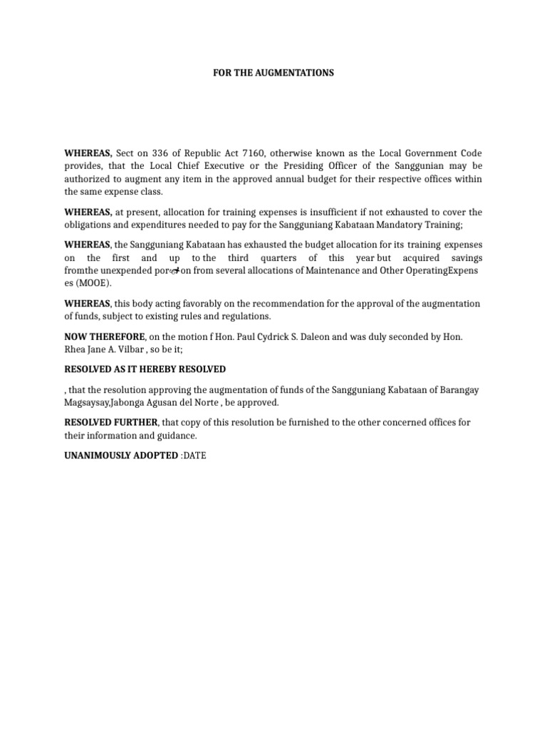 Augmentation Resolutions | PDF