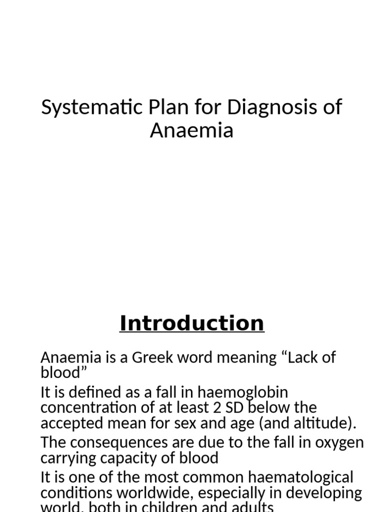 Systemic Plan for Diagnosis of Anemia - Prof Awodu | PDF | Anemia ...
