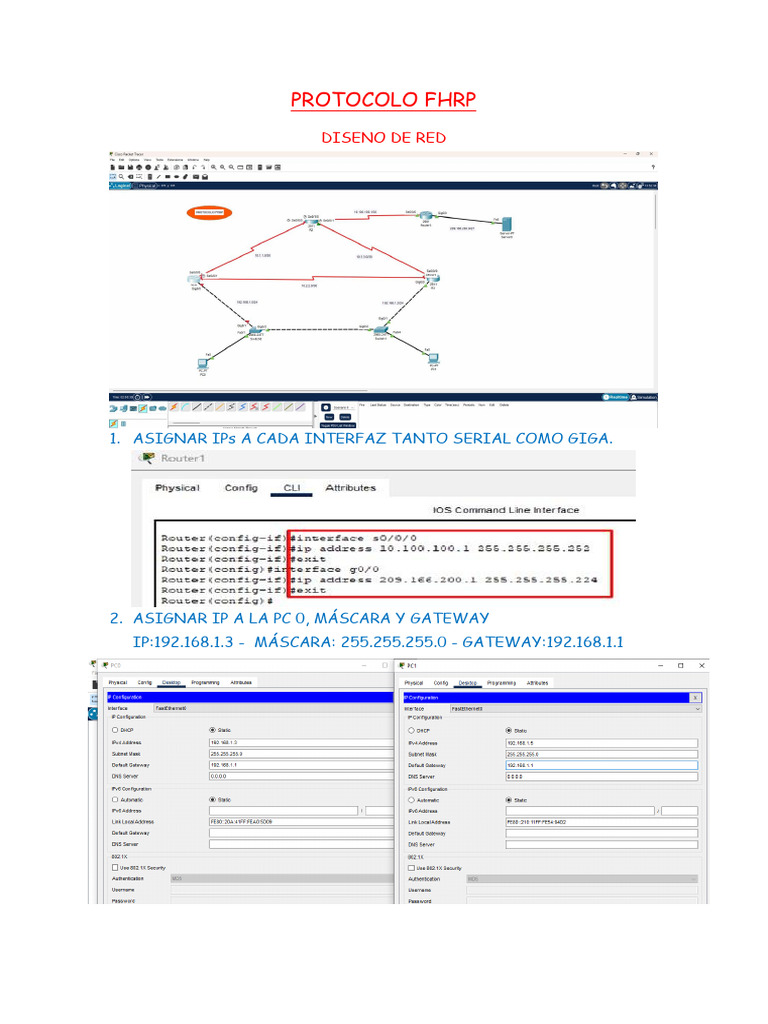 Pasos para Configurar Protocolo FHRP | PDF
