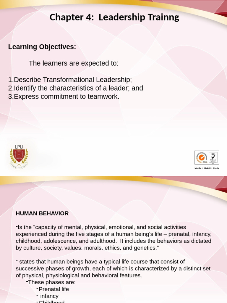 NSTP1 Chapter 4 Leadership Training | PDF | Leadership | Motivation