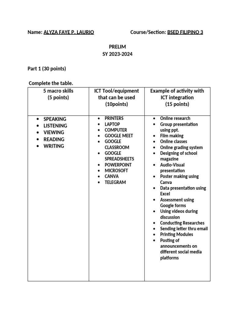 Alyza Faye P. Laurio Prelim | PDF | Educational Technology | Microsoft Power Point