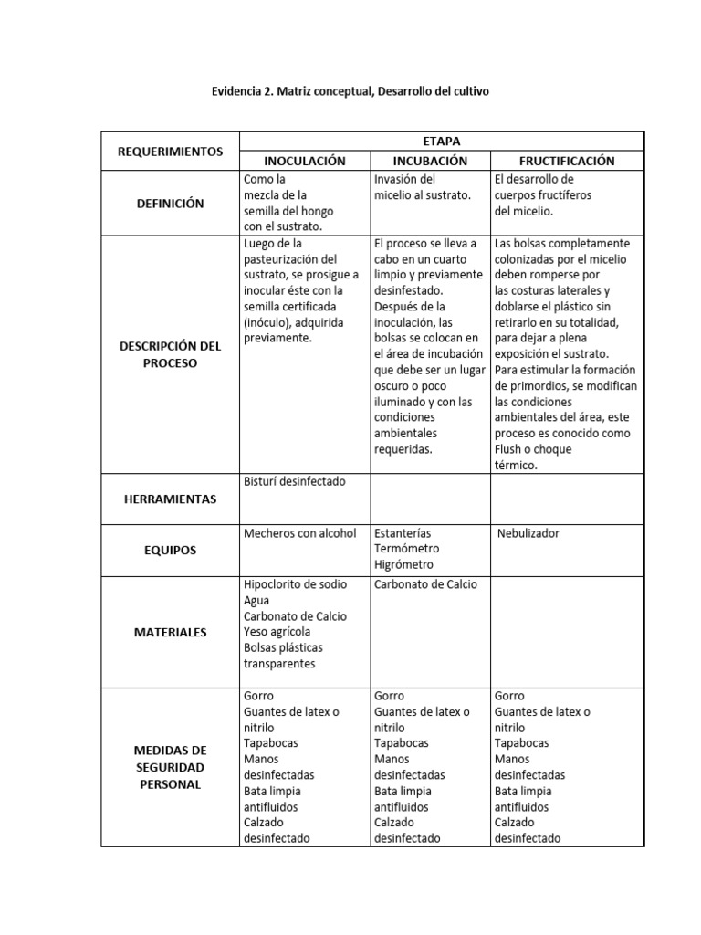 Matriz Conceptual, Desarrollo de Cultivo | PDF | Siembra