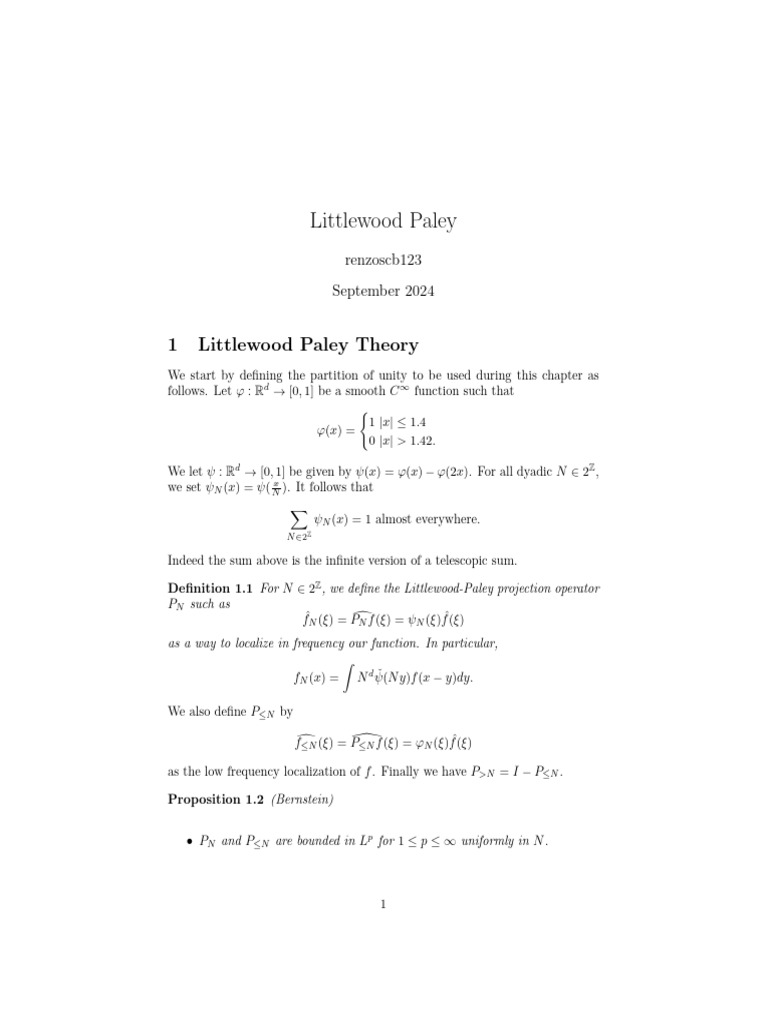 Littlewood_Paley (1) | PDF | Functions And Mappings | Mathematical Objects