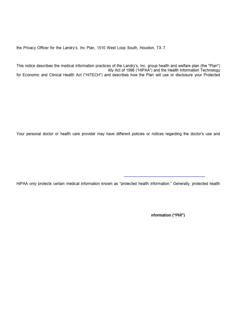 HIPPA Notice - Read Only Hrly Sal | PDF | Health Insurance Portability ...