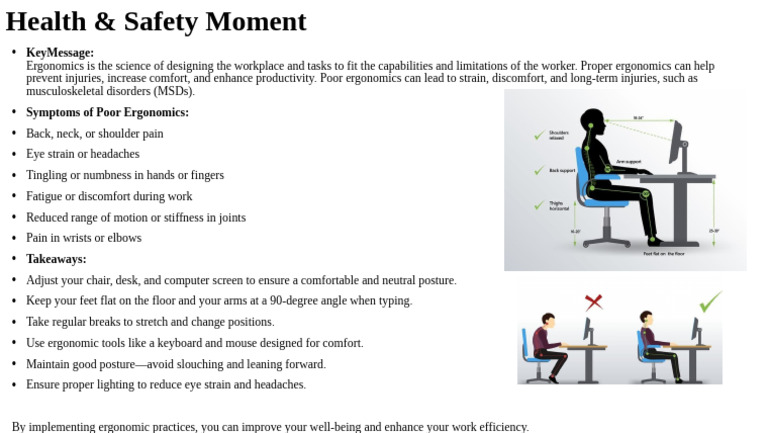 22.01.2025 Ergonomics (Health&Safety Moment) | PDF