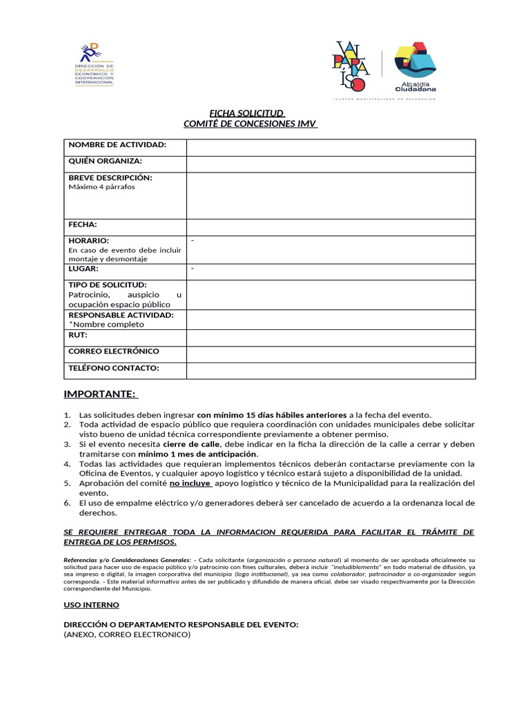 Solicitud de Concesiones IMV | PDF