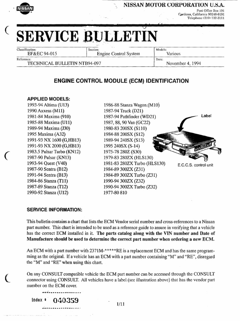 NTB94-097 ECM Cross Reference | PDF
