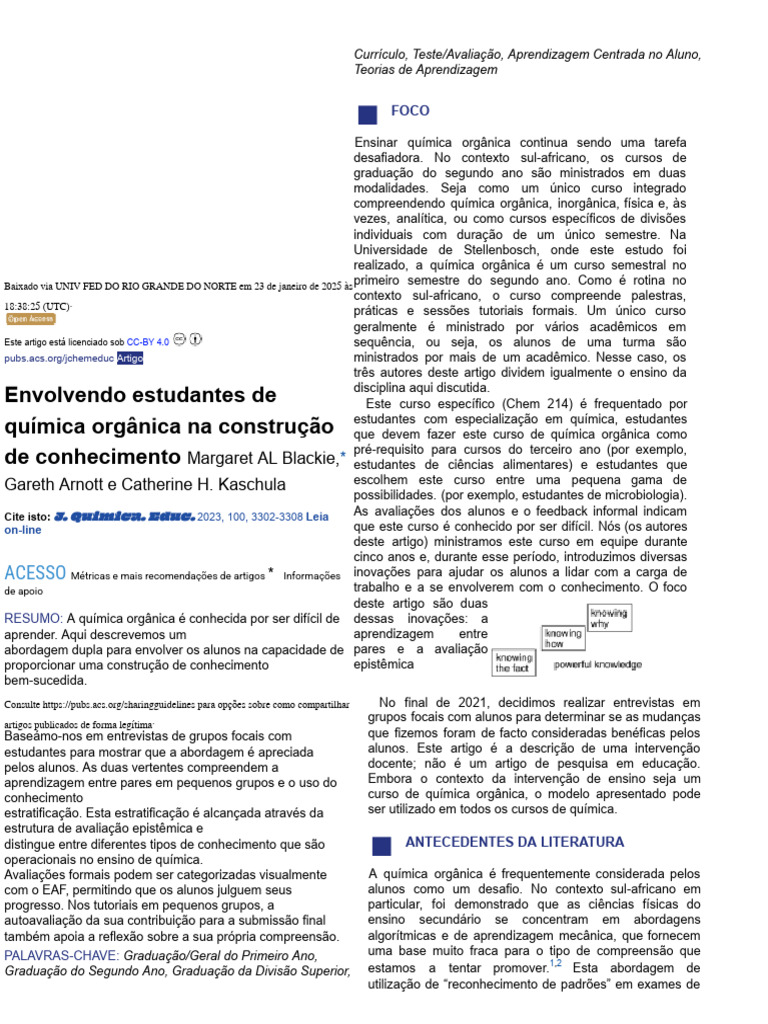 Cópia Traduzida de Blackie-Et-Al-2023-Engaging-Organic-Chemistry-Students-In-Knowledge-Building ...