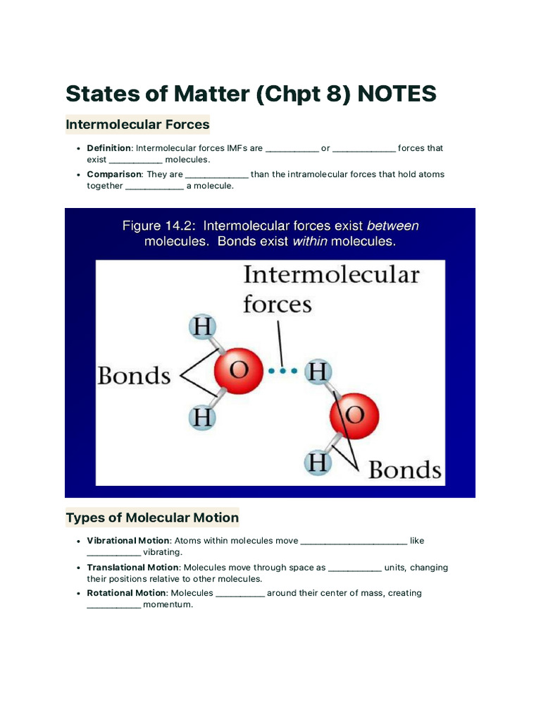 States of Matter (CHPT 8) NOTES | PDF | Gases | Pressure