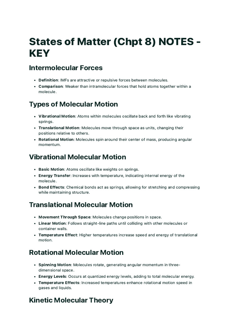 Chemistry: States of Matter Basics | PDF | Gases | Liquids