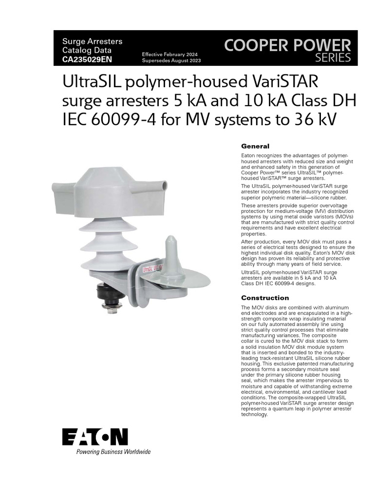 VariSTAR Surge Arresters Overview | PDF | Insulator (Electricity ...