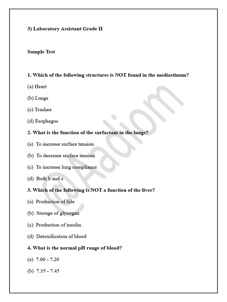 Laboratory Assistant Grade II Test Guide | PDF | White Blood Cell | Blood